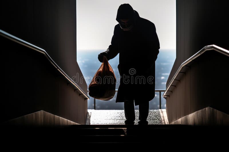 Tired Homeless Man Silhouette Generative Ai Stock Illustration ...