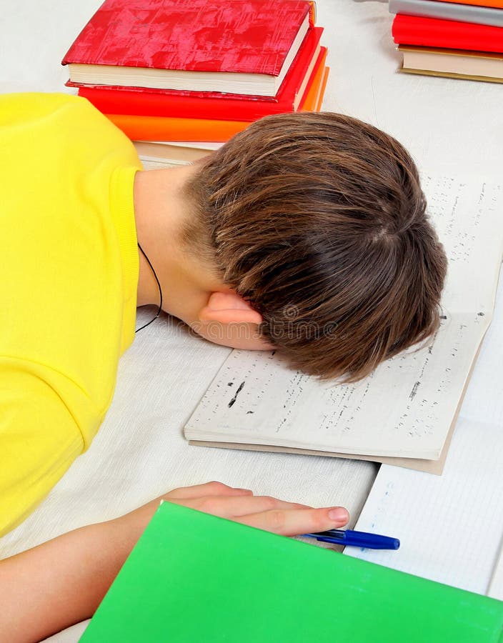 Kid Got Stress Doing Homework or Prepare for Exam Stock Vector ...