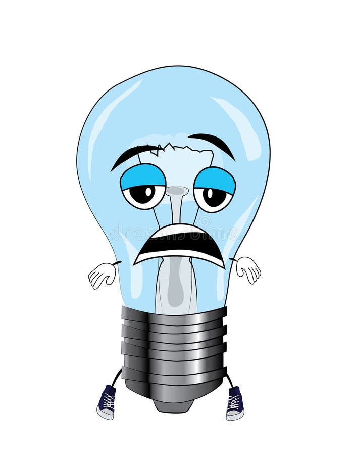 Sad light bulb cartoon stock illustration. Illustration of lonely ...