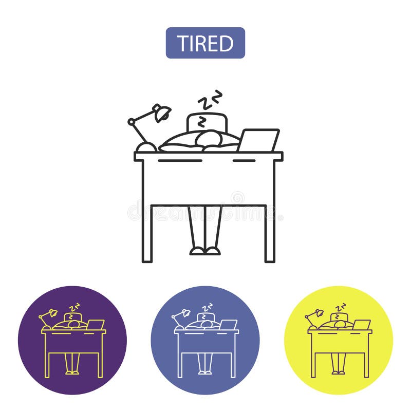 Get Tired Line Icon Concept. Get Tired Flat Vector Symbol, Sign ...
