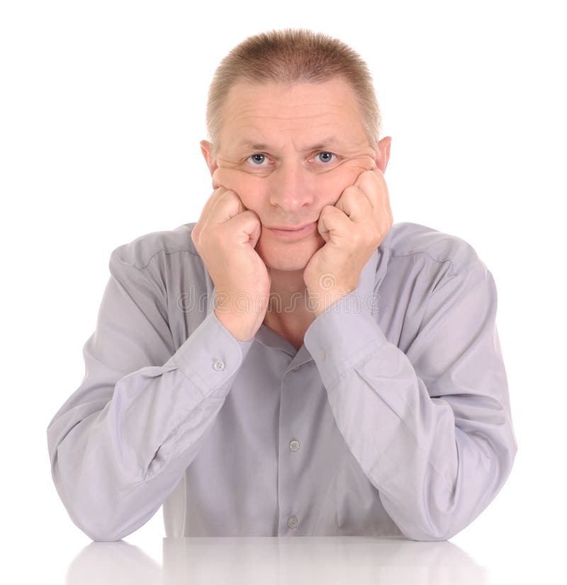 The tired man stock image. Image of white, shirt, hands - 16373939