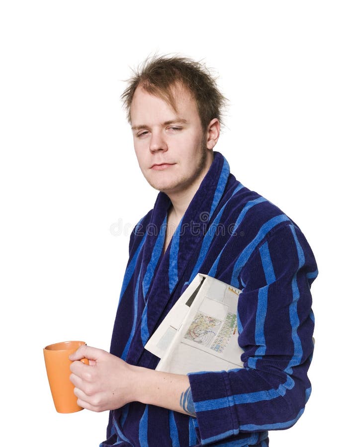 Tired man stock photo. Image of robe, person, housecoat - 9227342