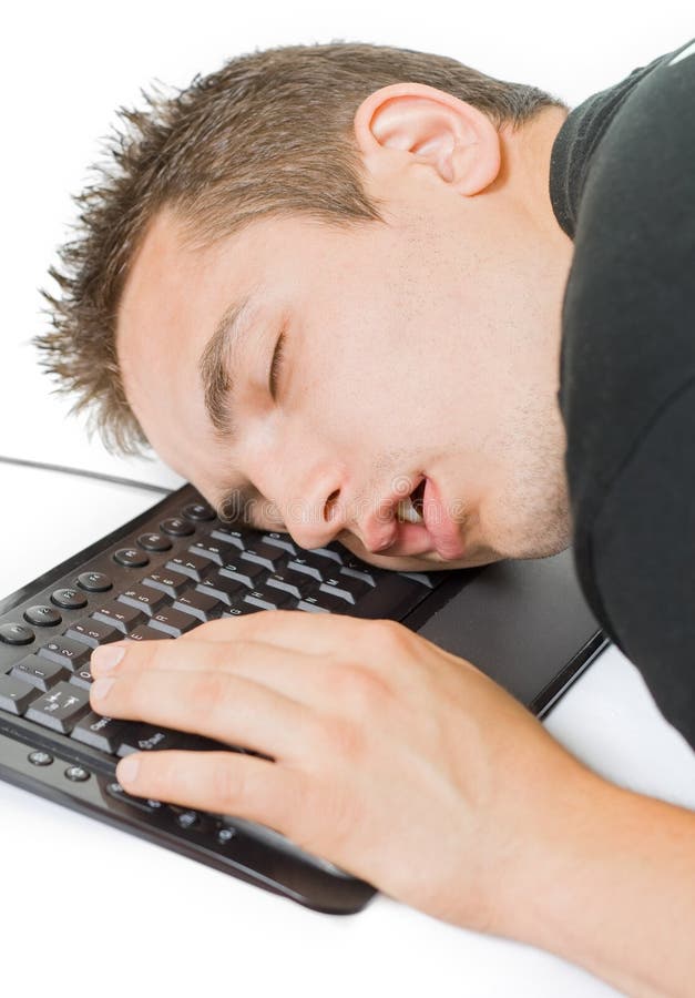 Tired man stock image. Image of white, hands, keyboard - 9653343