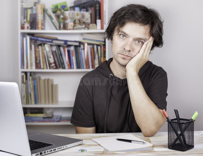 Tired Man Being Overloaded at Work Stock Image - Image of portrait ...