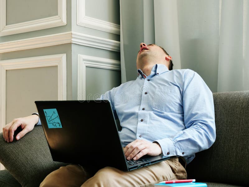 Tired Man with Chronic Fatigue Syndrome Cfs Sleeps with Laptop. Stock ... Tired Man with Chronic Fatigue Syndrome Cfs Sleeps with Laptop. Stock ...