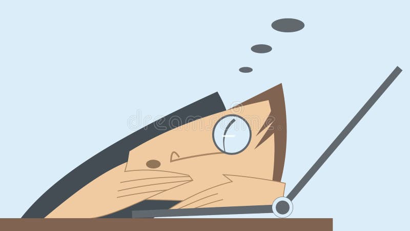 Tired man and computer stock vector. Illustration of vector - 68268278