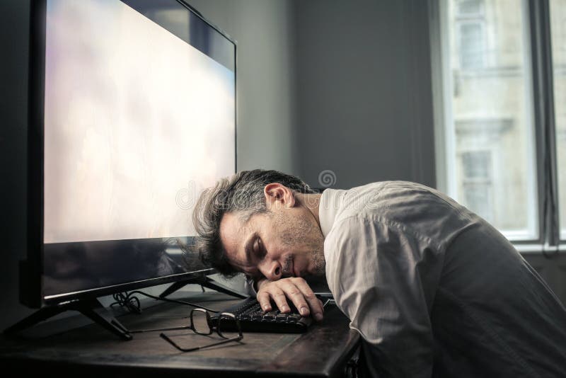 Tired man stock image. Image of adult, male, office, table - 89650233