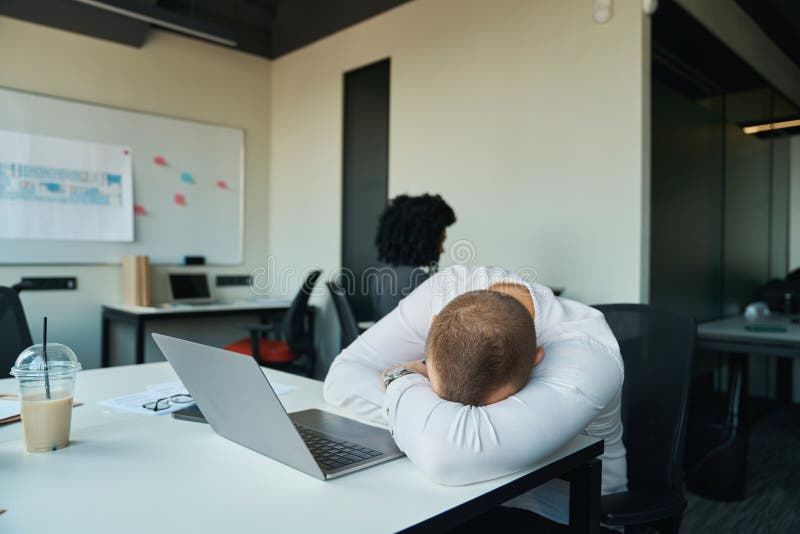 Tired Man Fell Asleep at His Desk in the Office Stock Image - Image of ... Tired Man Fell Asleep at His Desk in the Office Stock Image - Image of ...