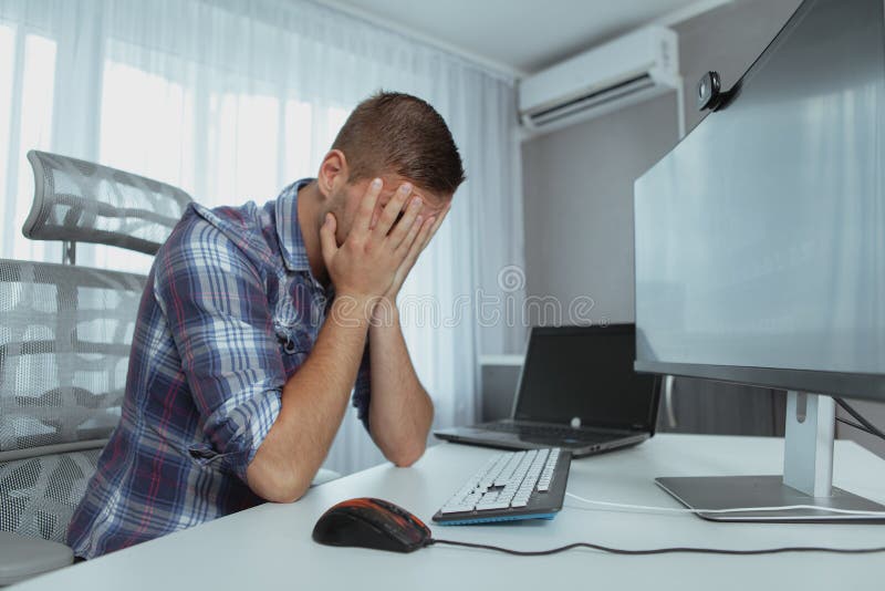 Male Computer Programmer Working from Home Stock Image - Image of ...