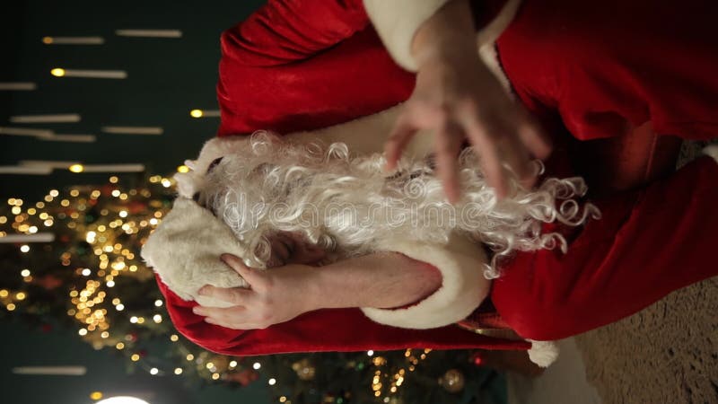 Tired Man in Santa Suit after a Hard Day at Work Stock Footage - Video ...