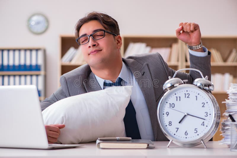 Exhausted Businessman Passed Out at His Work Desk in Office Stock Image ...