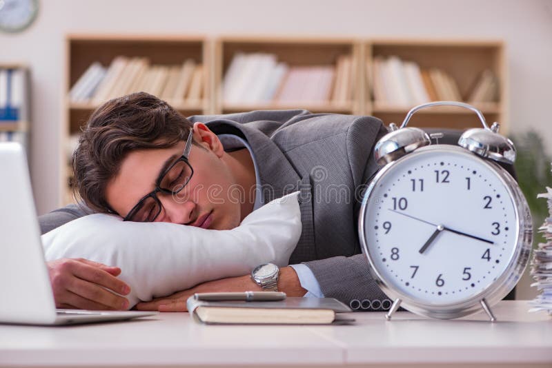 The Tired Man Sleeping at Home Having Too Much Work Stock Image - Image ...