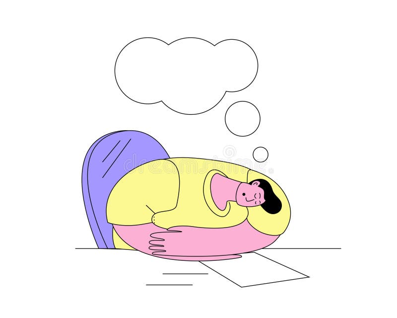 Tired Man Sleeping at Work. Stock Vector - Illustration of help ...