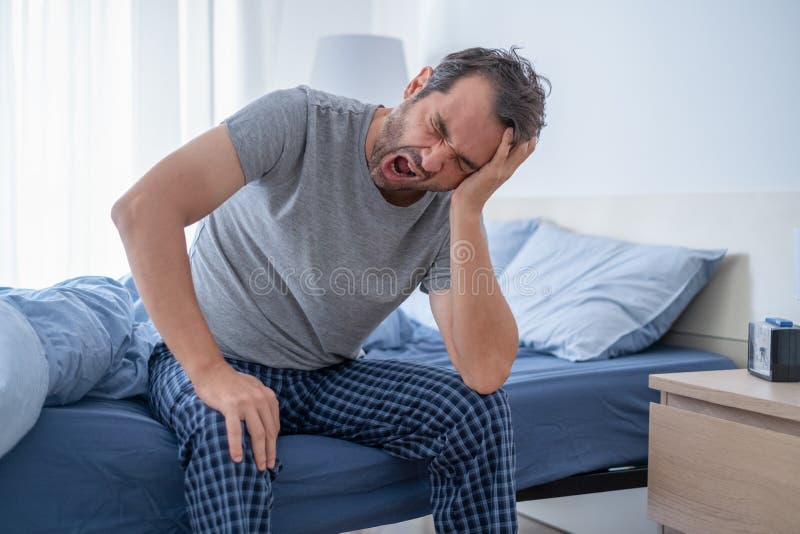 Man Wakes Up from Bed after a Bad Sleep Night Stock Photo - Image of ... Man Wakes Up from Bed after a Bad Sleep Night Stock Photo - Image of ...