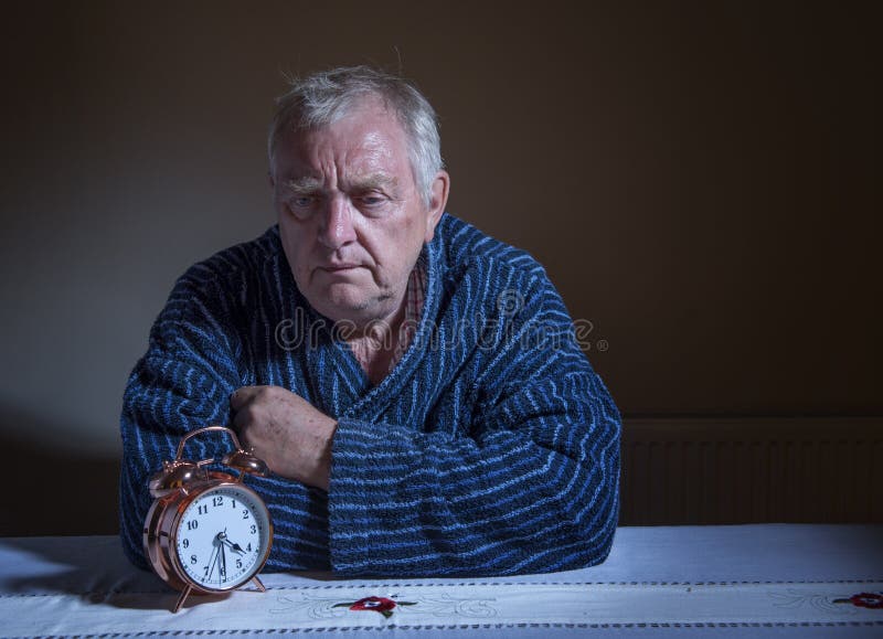 Mature Man Awake in the Night Stock Photo - Image of tired, exhausted ...