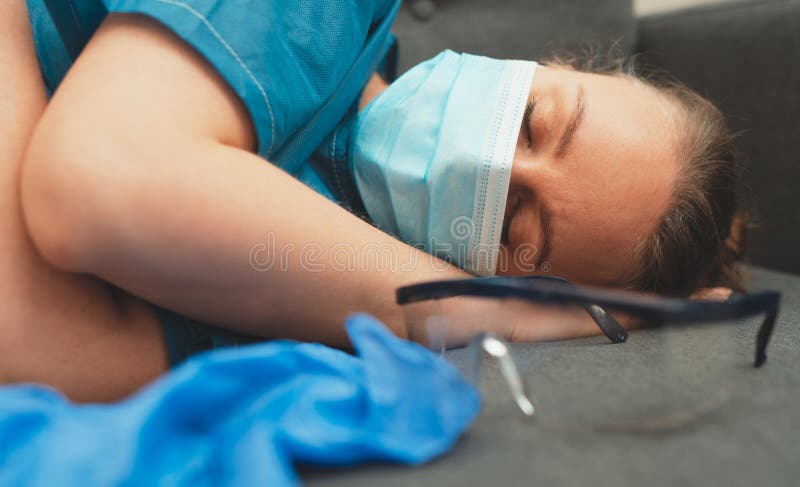 Tired Medical Worker after a Shift. Stock Image - Image of female ...