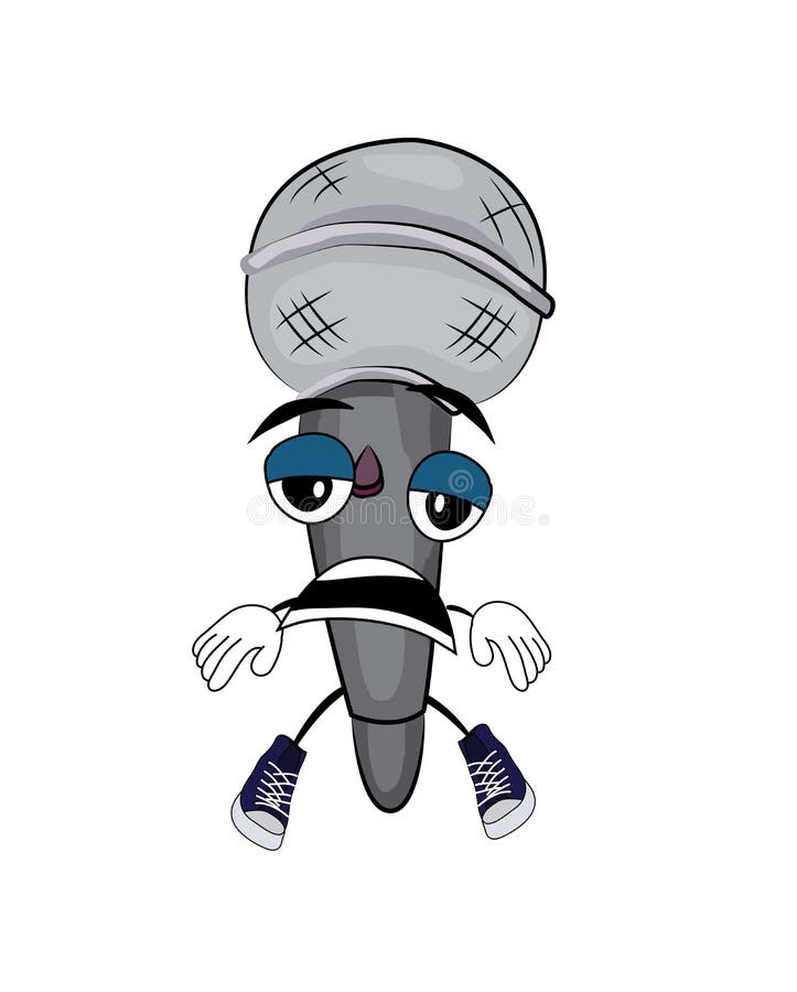 Sad microphone cartoon stock illustration. Illustration of isolated ...