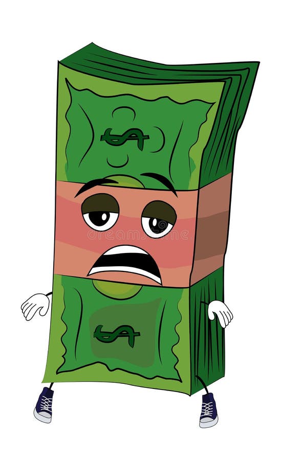 Sad money cartoon stock illustration. Illustration of object - 48768331