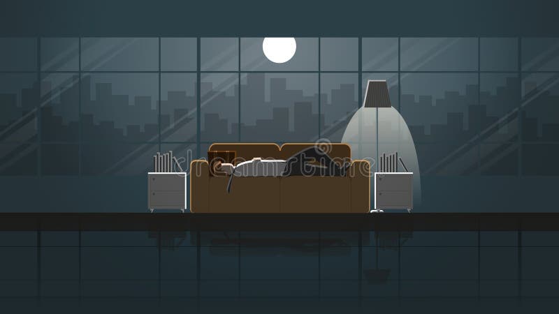 Tired Office Man Lay Down on Sofa after Come Back after Work at House ...