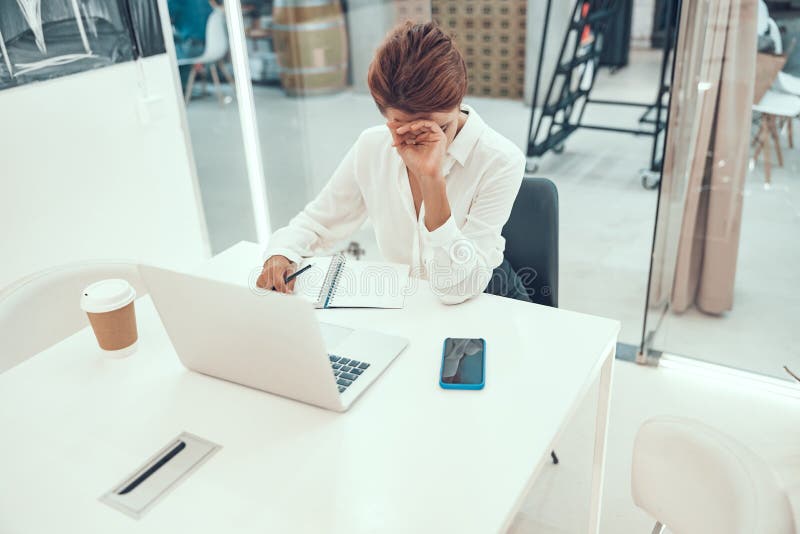 Long Difficult Working Day in the Office Stock Photo Stock Image ...