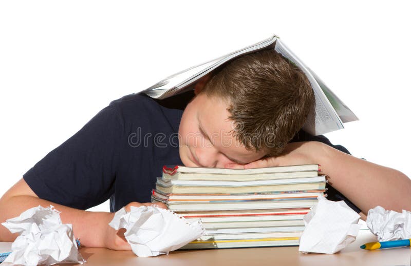 Tired Out by Studying for Exams Stock Photo - Image of sleeping ...