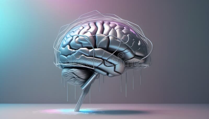 Tired and Overworked AI Brain Illustration, AI Generated Stock ...