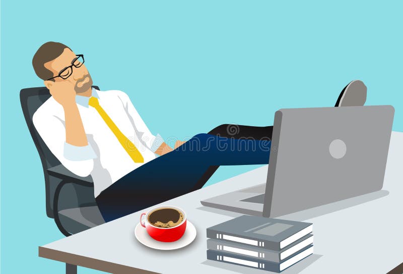 Tired, Overworked Businessman Sleeping Over Laptop in His Office Work ...