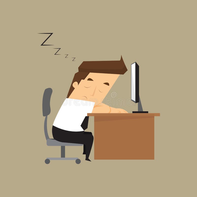 Tired Overworked Employee at Workplace. Exhausted Fatigue Office Worker ...