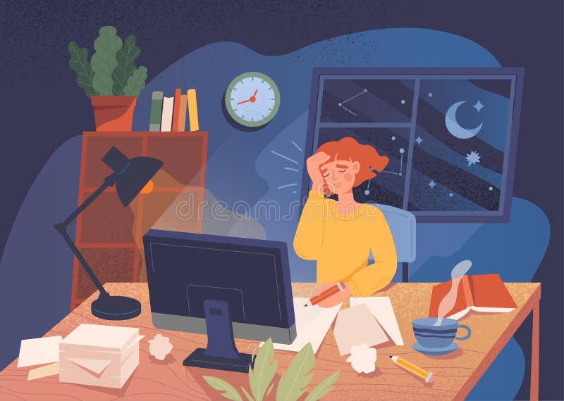 Stressed Woman Failed To Meet Deadline Stock Vector - Illustration of ...