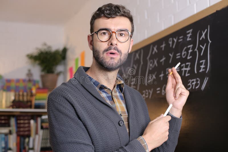 Tired and Overworked Teacher Smoking in Classroom Stock Image - Image ...
