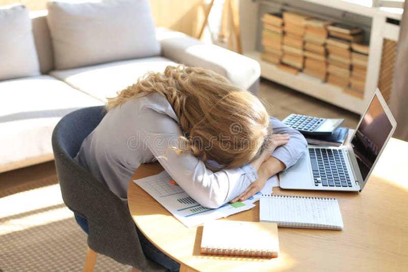 Overworked Woman Doctor or Nurse at Computer Stock Photo - Image of ...