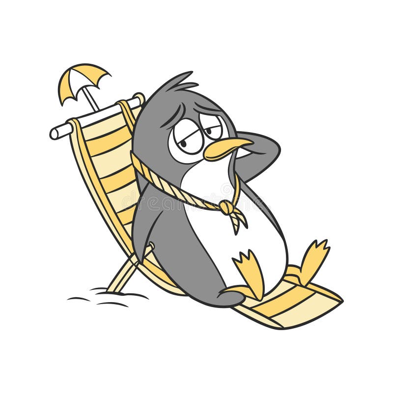 Tired Penguin Weaving with Care Stock Illustration - Illustration of ...