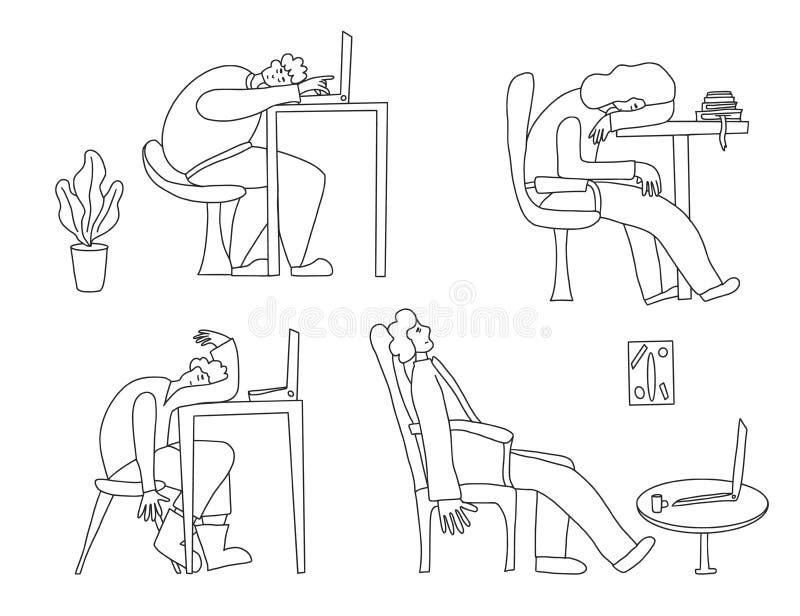 Tired Person Sitting and Sleeping. Vector Design Stock Vector ...