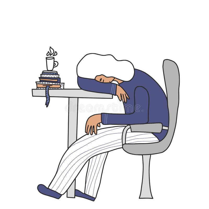 Tired Person Sitting and Sleeping. Vector Design Stock Vector ...
