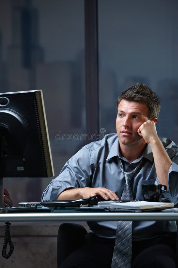 Tired Professional Looking at Screen Troubled Stock Photo - Image of ...