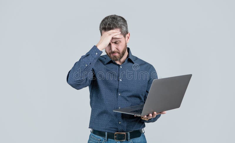 Tired Programmer Man Use Pc. Entrepreneur or Manager. Agile Business ...