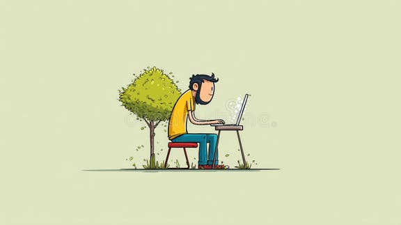 A Tired Programmer is Working in Front of a Computer. Cartoon Stock ...