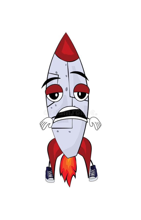 Sad rocket cartoon stock illustration. Illustration of sadness - 49018006