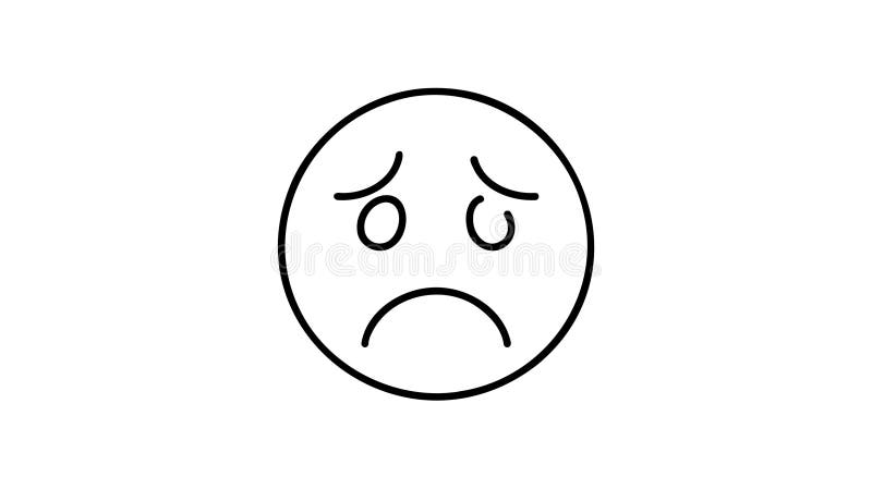 Tired Sad Face Emoticon Icon Vector Illustration. Outline Style Stock ...
