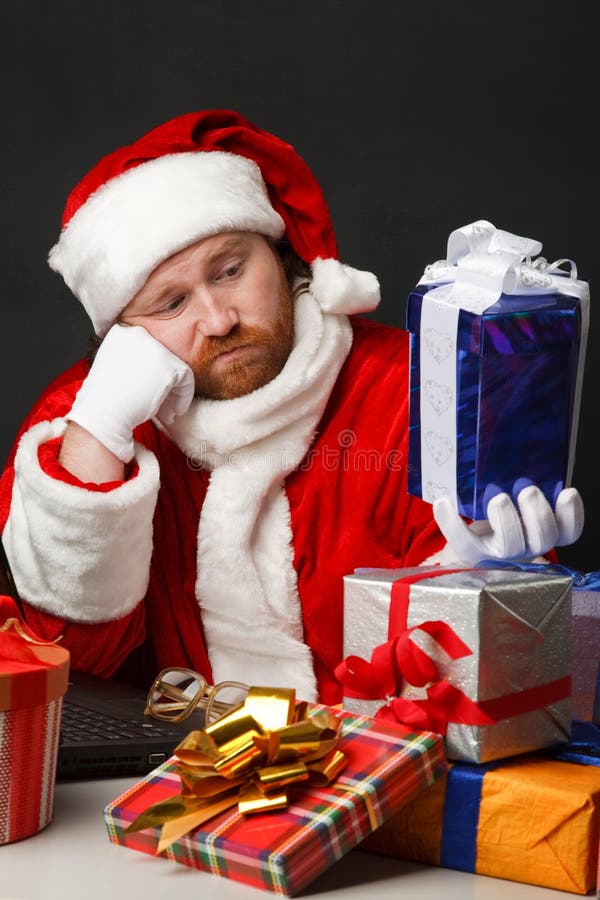 Tired santa stock photo. Image of christmas, studio, away - 27772344