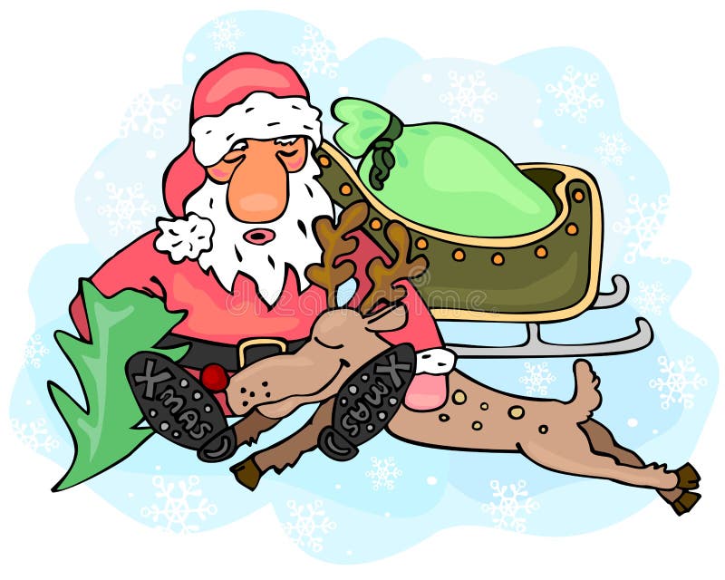 Tired Christmas Shopper Cartoon