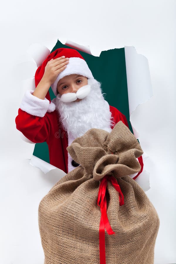 Tired santa with large bag stock image. Image of claus - 35041643