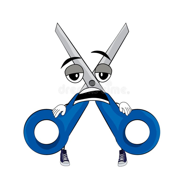 Sad scissors cartoon stock illustration. Illustration of isolated ...