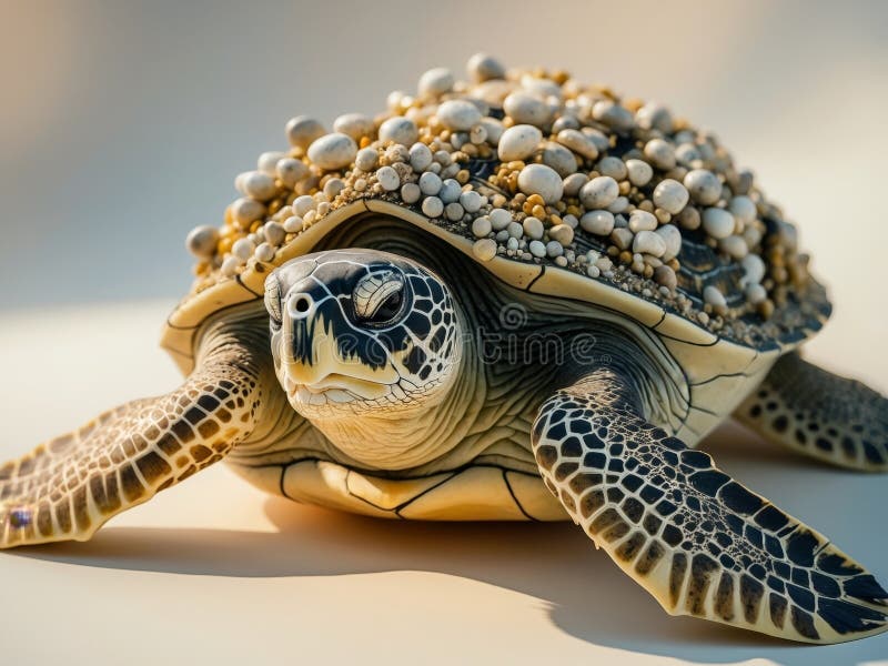 Tired Sea Turtle with Barnacles on Its Shell. Stock Image - Image of ...