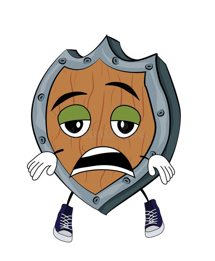 Tired Shield cartoon stock illustration. Illustration of defense - 44277847