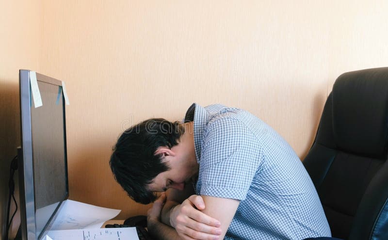 Tired Sleepy Man with a Hangover Who Has Just Woken Up Brush His Teeth ...