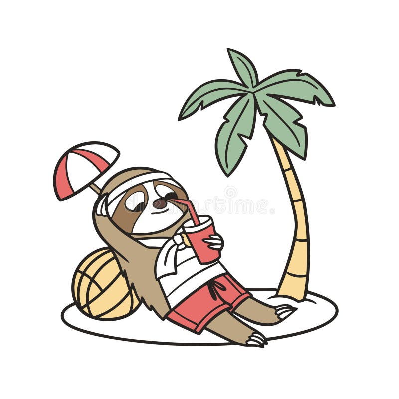 Tired Sloth Volunteering Vector Illustration Stock Image - Illustration ...