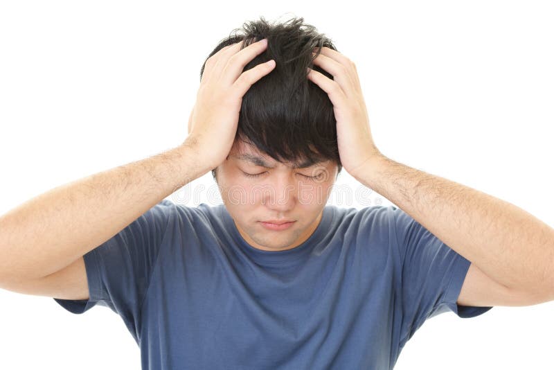 Frustrated Asian man stock image. Image of hair, face - 106569131