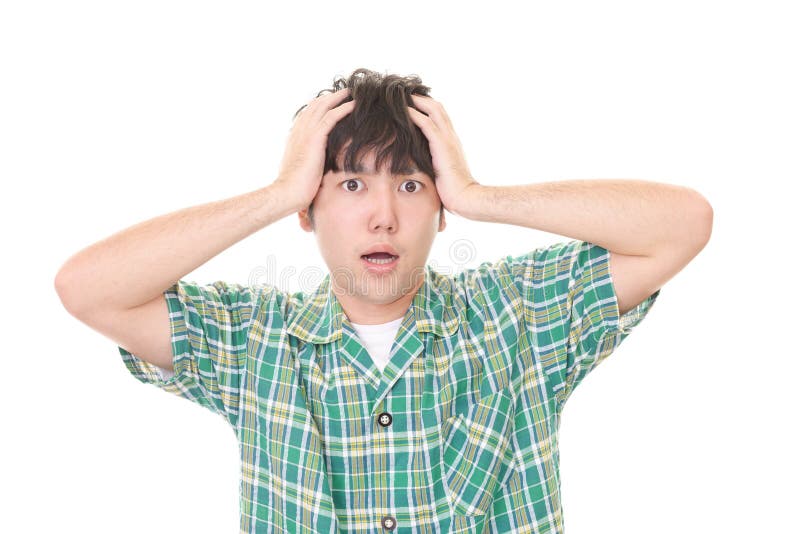 Frustrated Asian man stock photo. Image of morning, health - 127074632