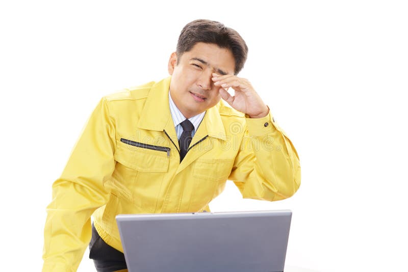 Tired and Stressed Asian Worker Stock Photo - Image of failure, human ...